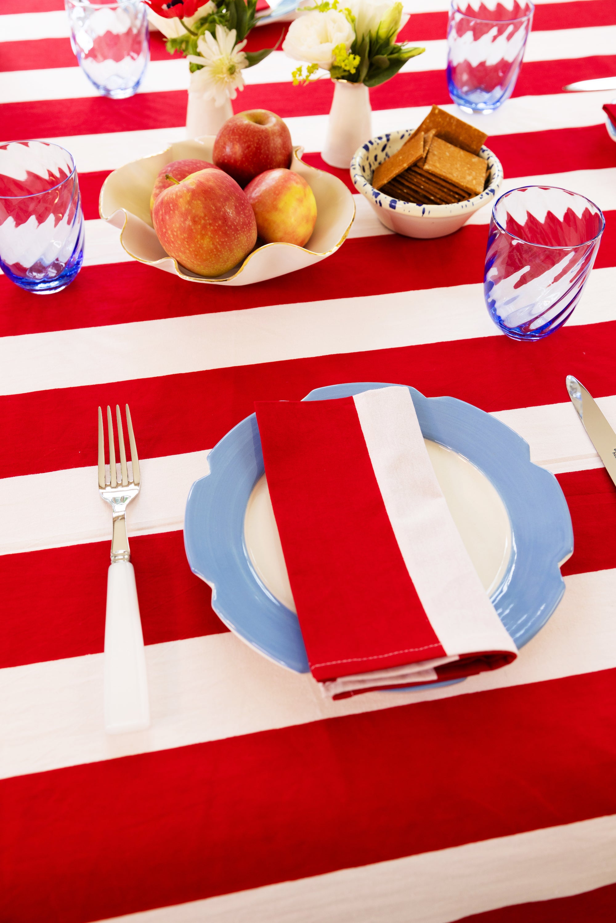 ‘Stripe’ Cotton Napkins| Red
