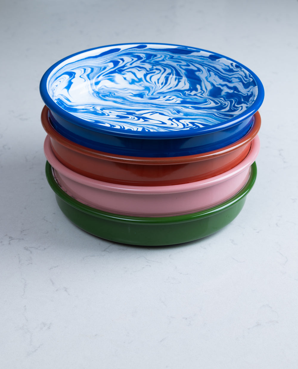 Marble Round Enamel Baking Dish | Blue
